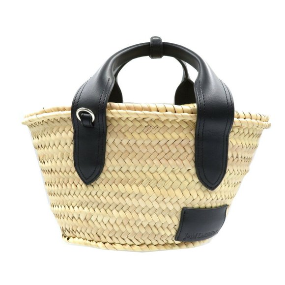 OTHERS | Bags | Jm Davidson Raffia Leather Beige Black Handbag 16jm ...